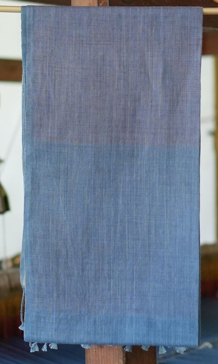 Avani | Blocked Linen & Merino Wool Stole | Blue, Purple and White ...