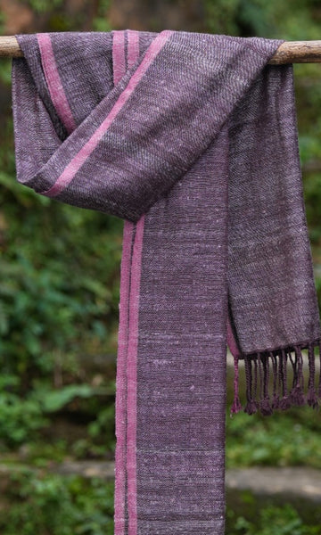 Avani | Pastel Twilight Tussar Silk & Merino Wool Stole | Purple & Pink ...